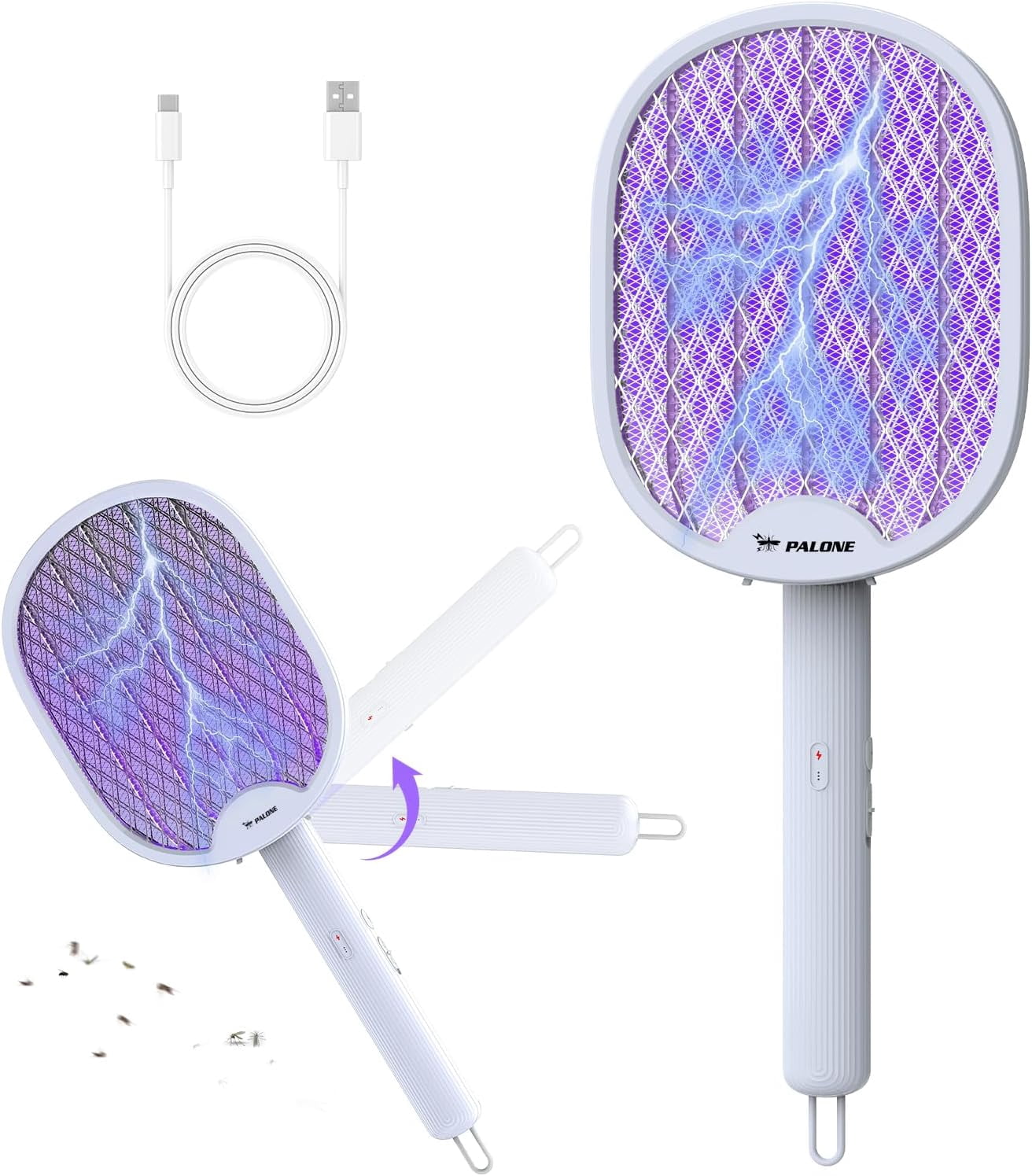 Electric Fly Swatter, 4000V Foldable Fly Zapper Killer with ...