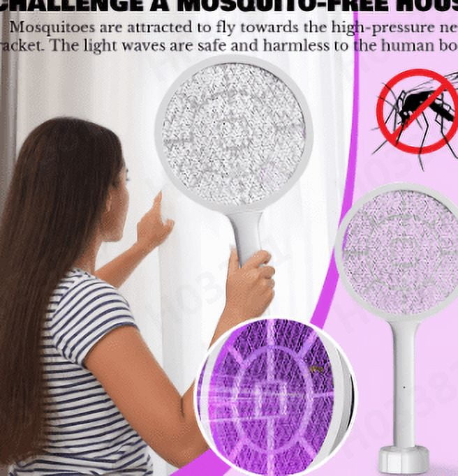Electric Fly Swatter Bug Zapper Racket - Dual Mode Mosquito Killer with ...