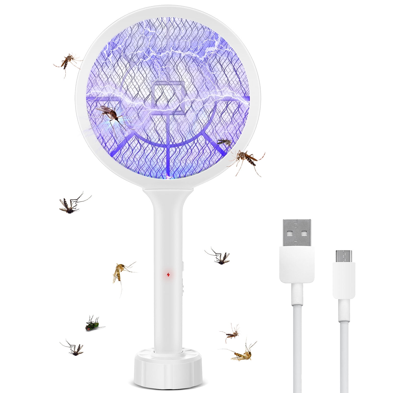 Electric Fly Swatter Bug Zapper Racket Dual Modes Mosquito Killer with ...