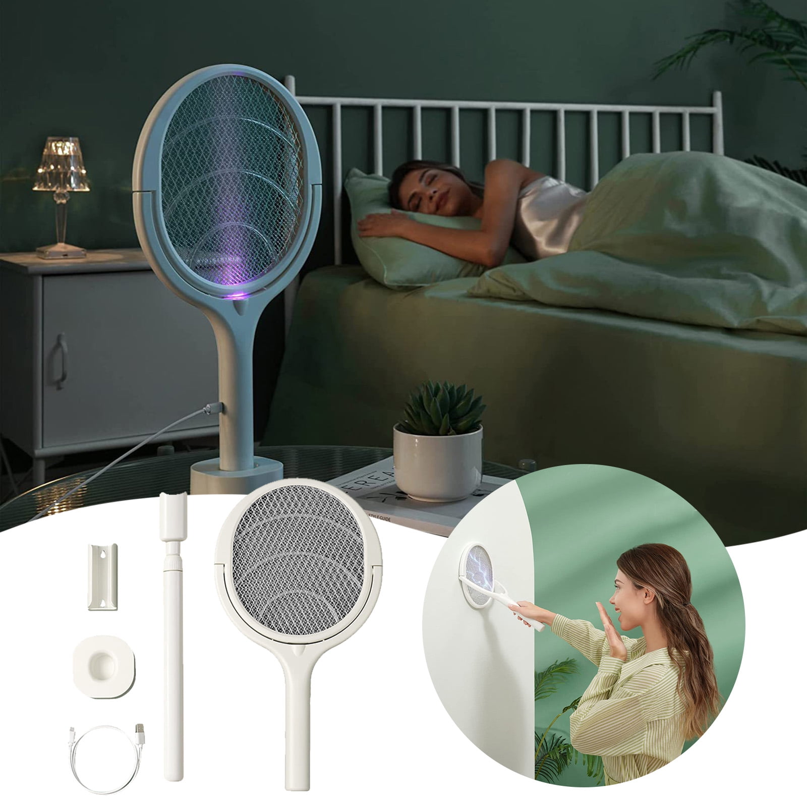 Electric Fly Swatter, Indoor Bug & Mosquito Zapper Racket with USB ...