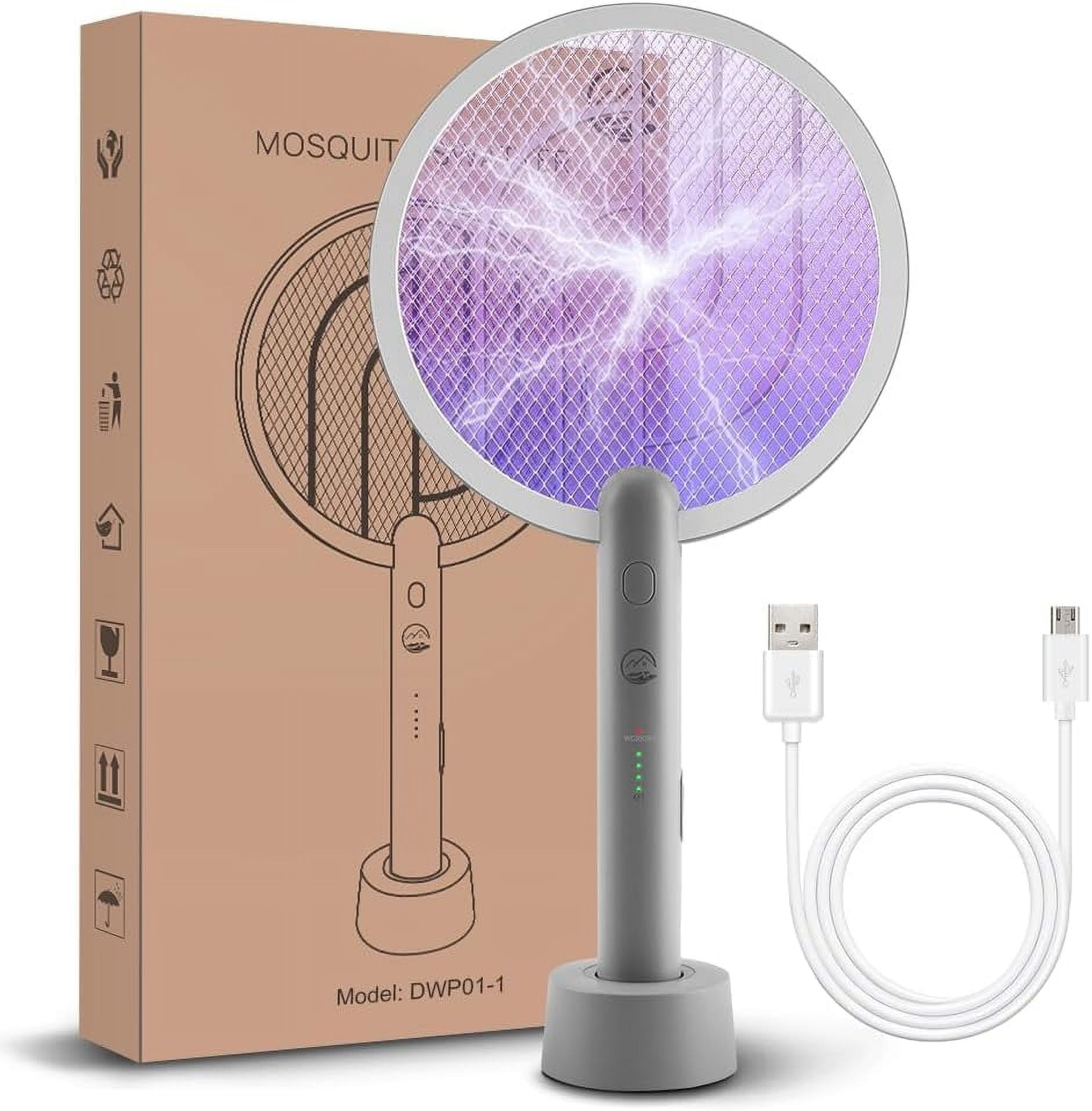 Electric Fly Swatter Racket, Mosiller 2 in 1 Smart Bug Zapper with USB ...