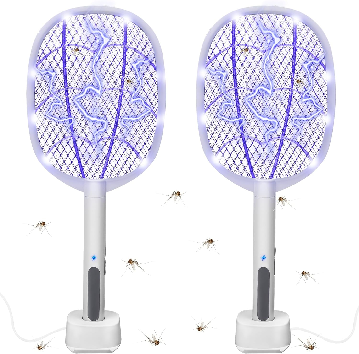 Electric Fly Swatter Rackets, 2-in-1 Handhold Bug Zapper with 3000V ...