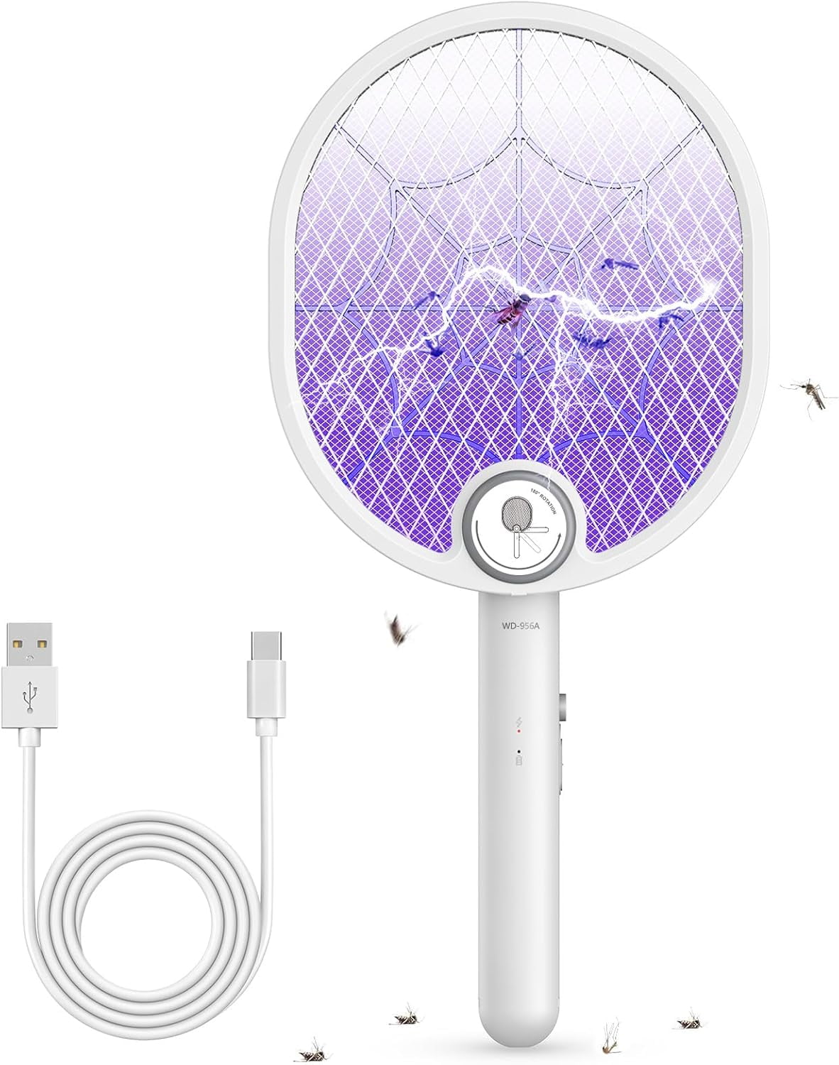 Electric Fly Swatter, Type-C Rechargeable Mosquito Swatter, Foldable ...