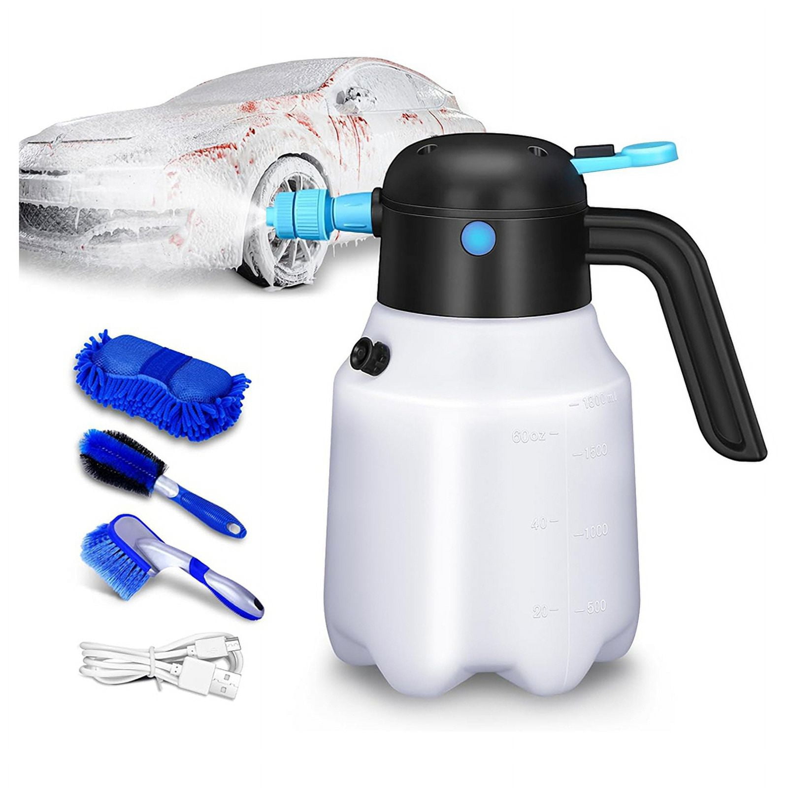 Electric Foam Sprayerwith USB Rechargeable, 1.8L Car Sprayer 2 Modes, 3 ...