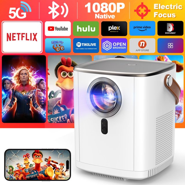 [Electric Focus] Bolumin 5G WiFi Bluetooth Projector, Native 1080P ...