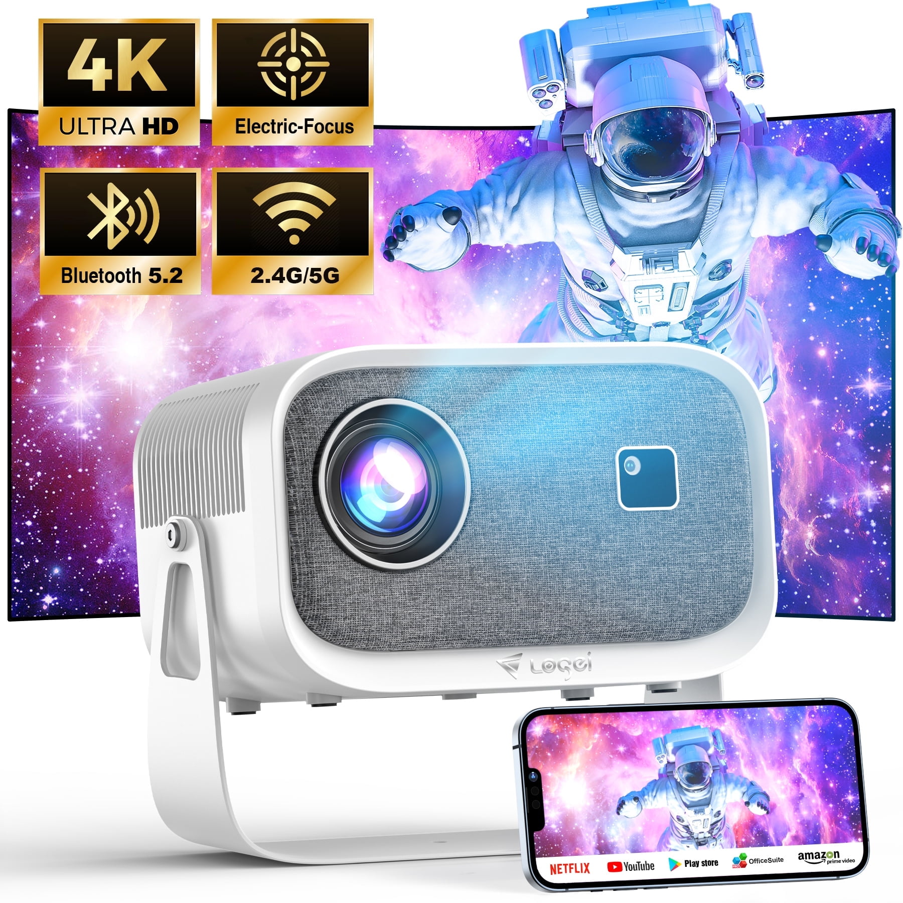[Electric-Focus] Losei 5G/2.4G WiFi Bluetooth Projector, 4K Support ...