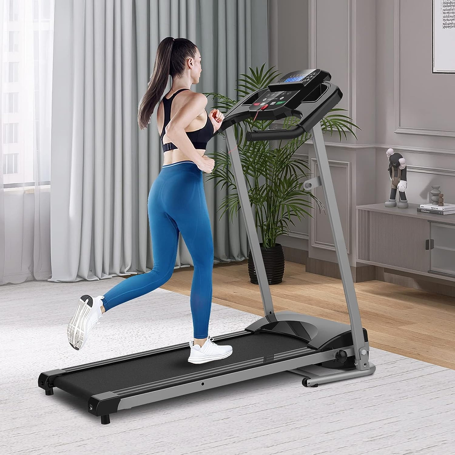 SEGAMART Electric Foldable Treadmill, 16'' Wide Belt, 7.5MPH Max, Home ...