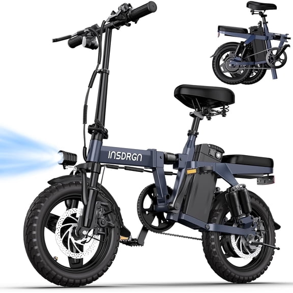 INSDRGN Folding Electric Bike for Teenager and Adults, 16AH 48V Battery 14" Electric Bike 1500W ...