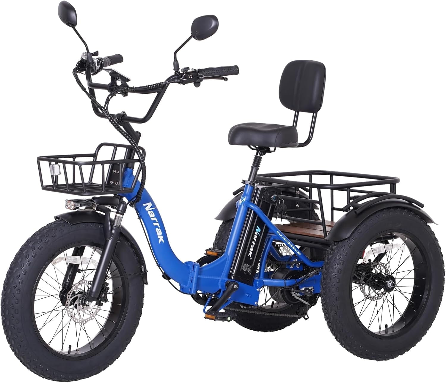 Electric Folding Tricycle for Adults, 750W(Peak 1350W), 48V13Ah Ebike, 20"x4.0" Aluminum Folding ...