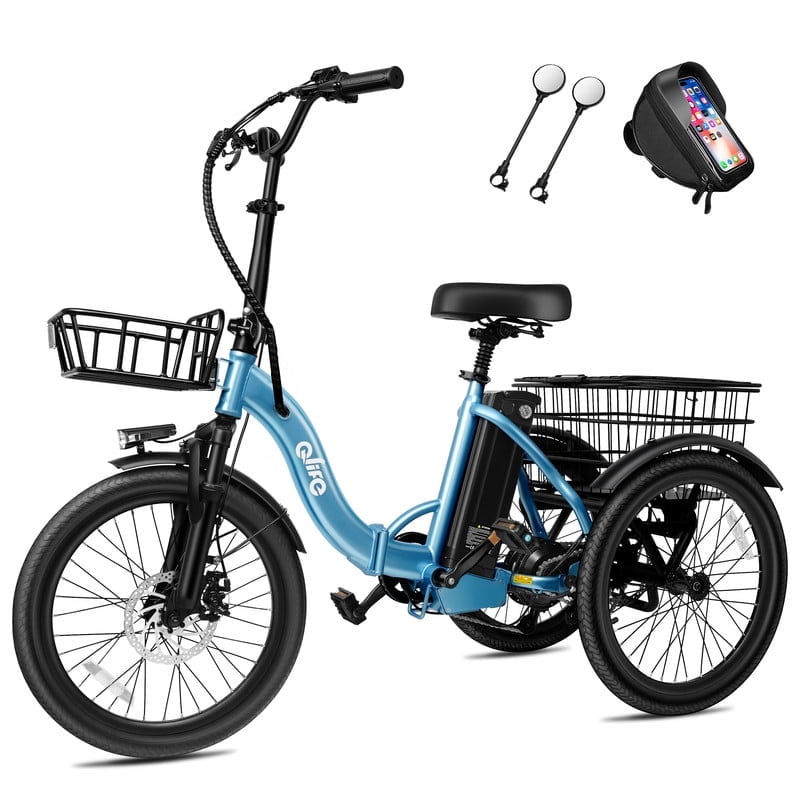 Electric Folding Tricycle for Adults, Peak 750W Brushless Motor Folding ...