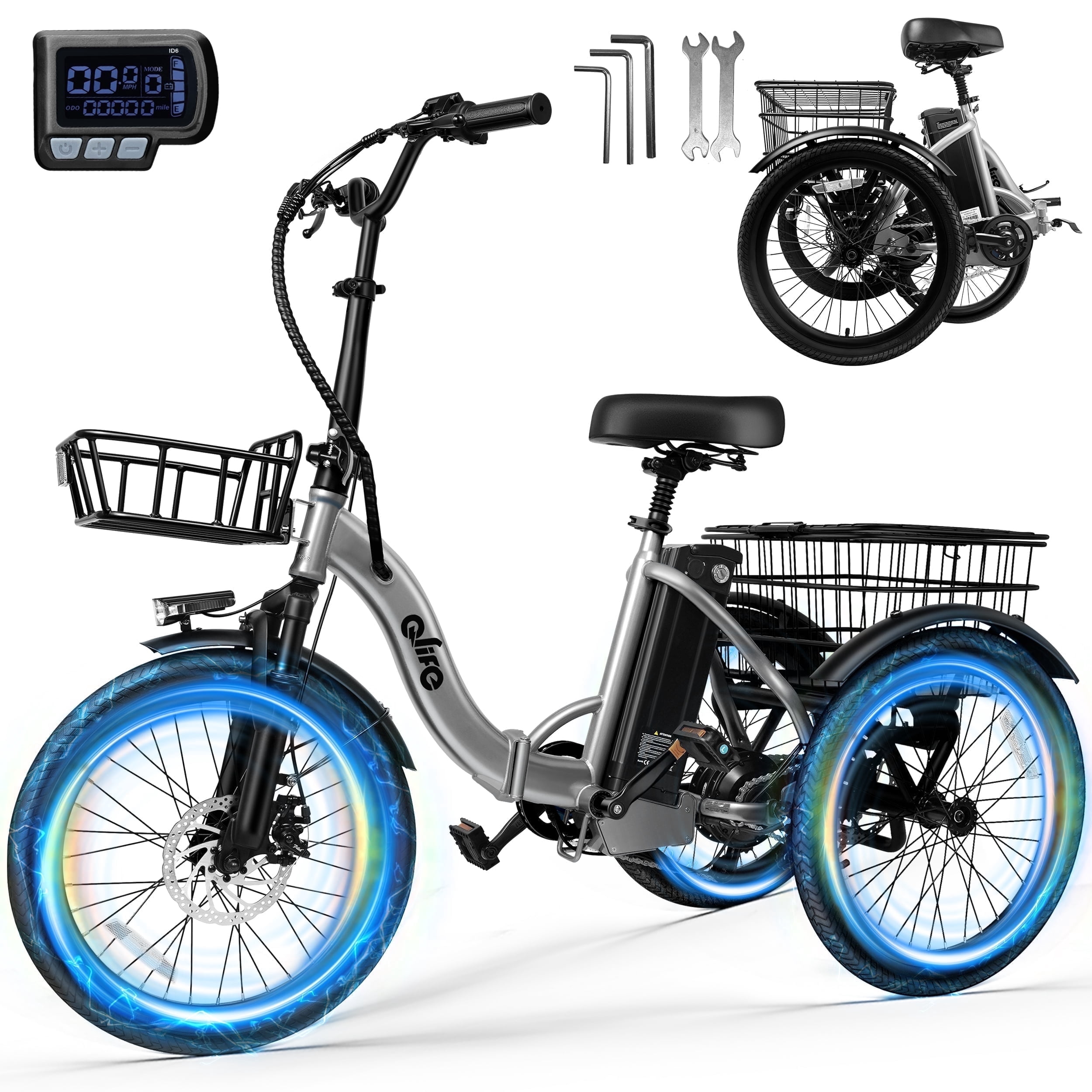 Qlife Electric Tricycle for Adults, Step-Thru 3 Wheel Ebike, 750W ...