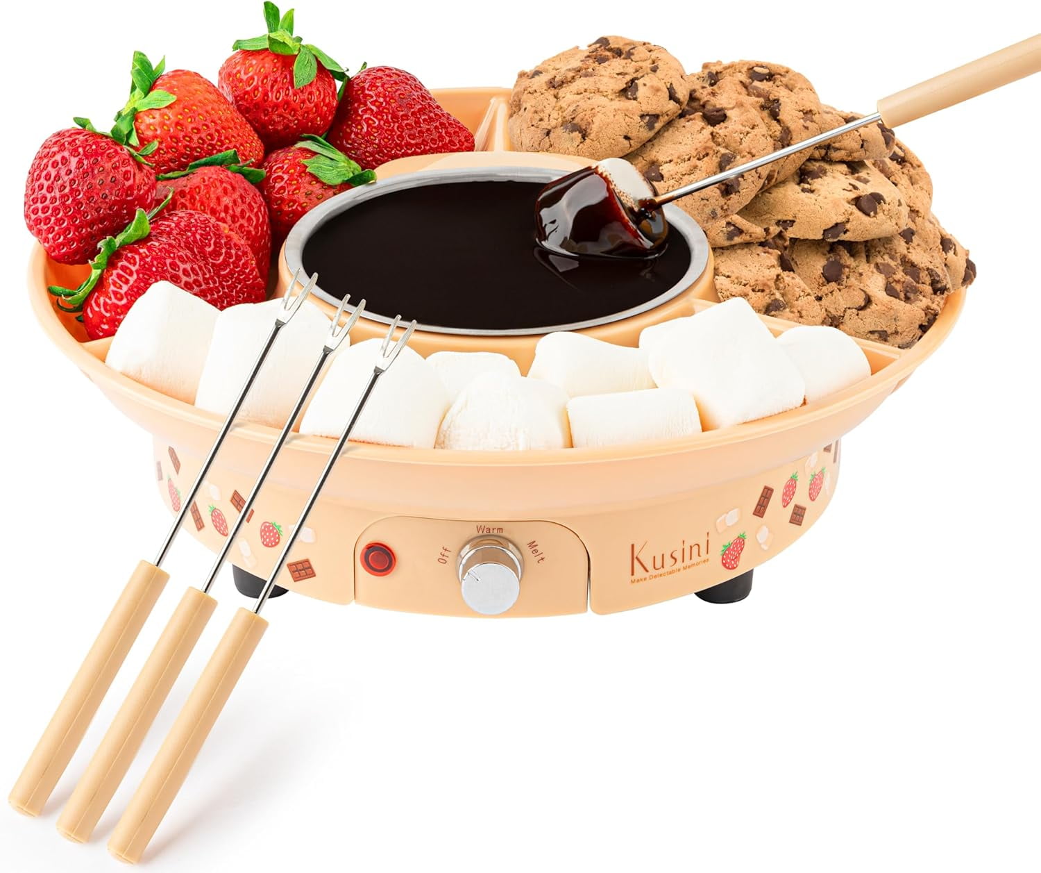 Electric Fondue Pot Set - Chocolate Fondue Kit - Temperature Control ...
