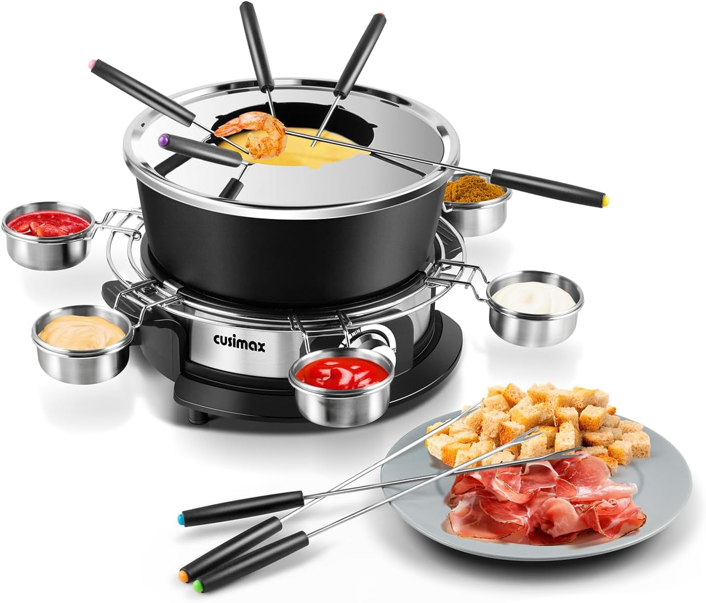 Electric Fondue Set with 1300W Power Temperature Control for Cheese ...
