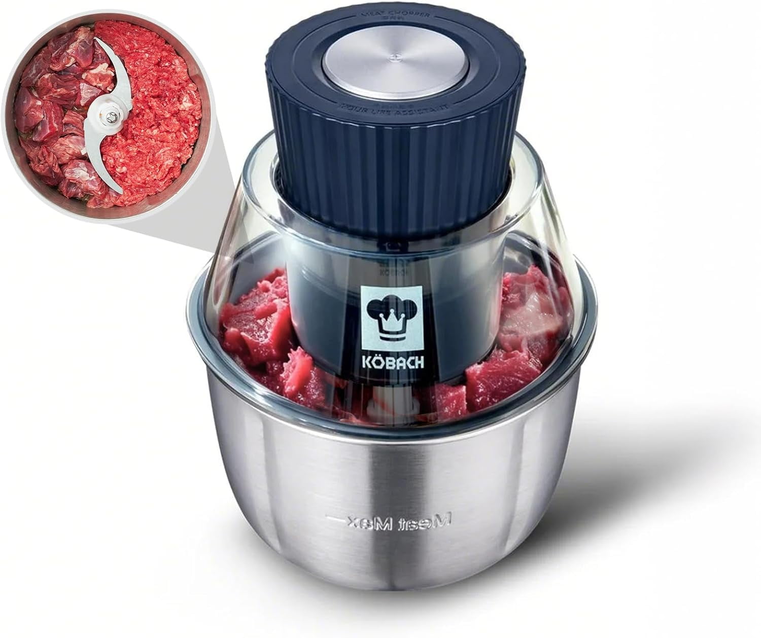 Electric Food Processor & Meat Grinder – 1.9 Qt Chopper with Pure ...