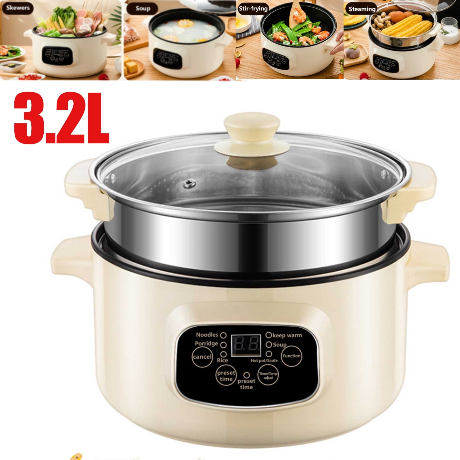 Electric Food Steamer for Cooking,Stainless Steel Digital Steamer,2 ...