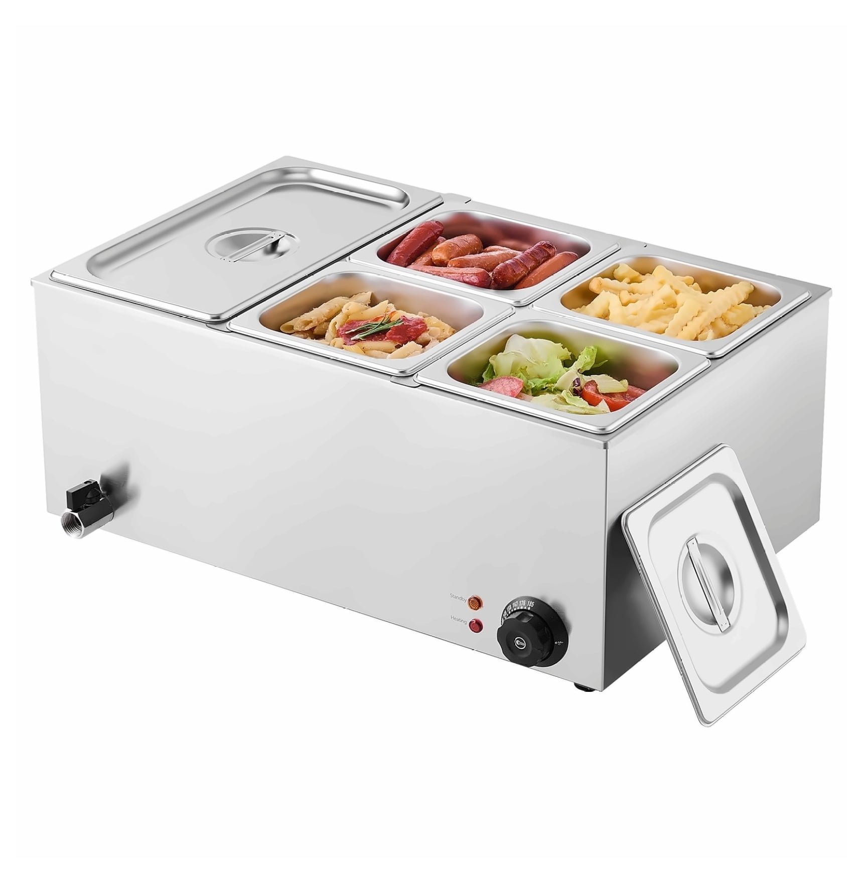 Electric Food Warmer 5-Pan Bain Marie, 15.3QT Stainless Steel Buffet ...