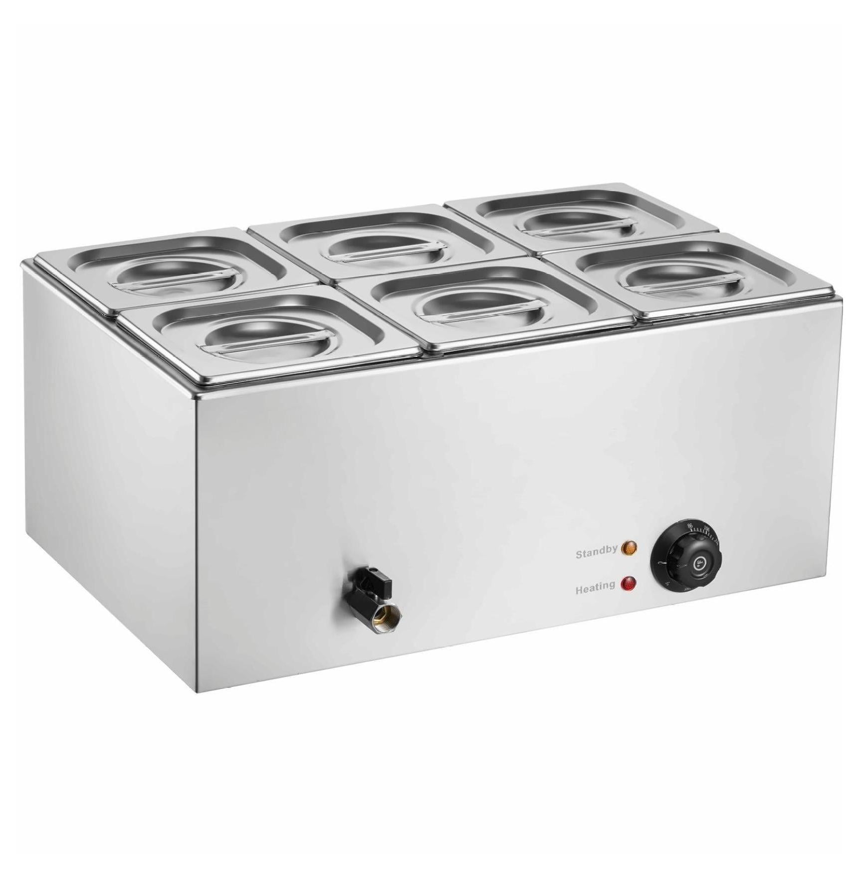Electric Food Warmer 6-Pan, 14.3QT Bain Marie Countertop Buffet Server ...