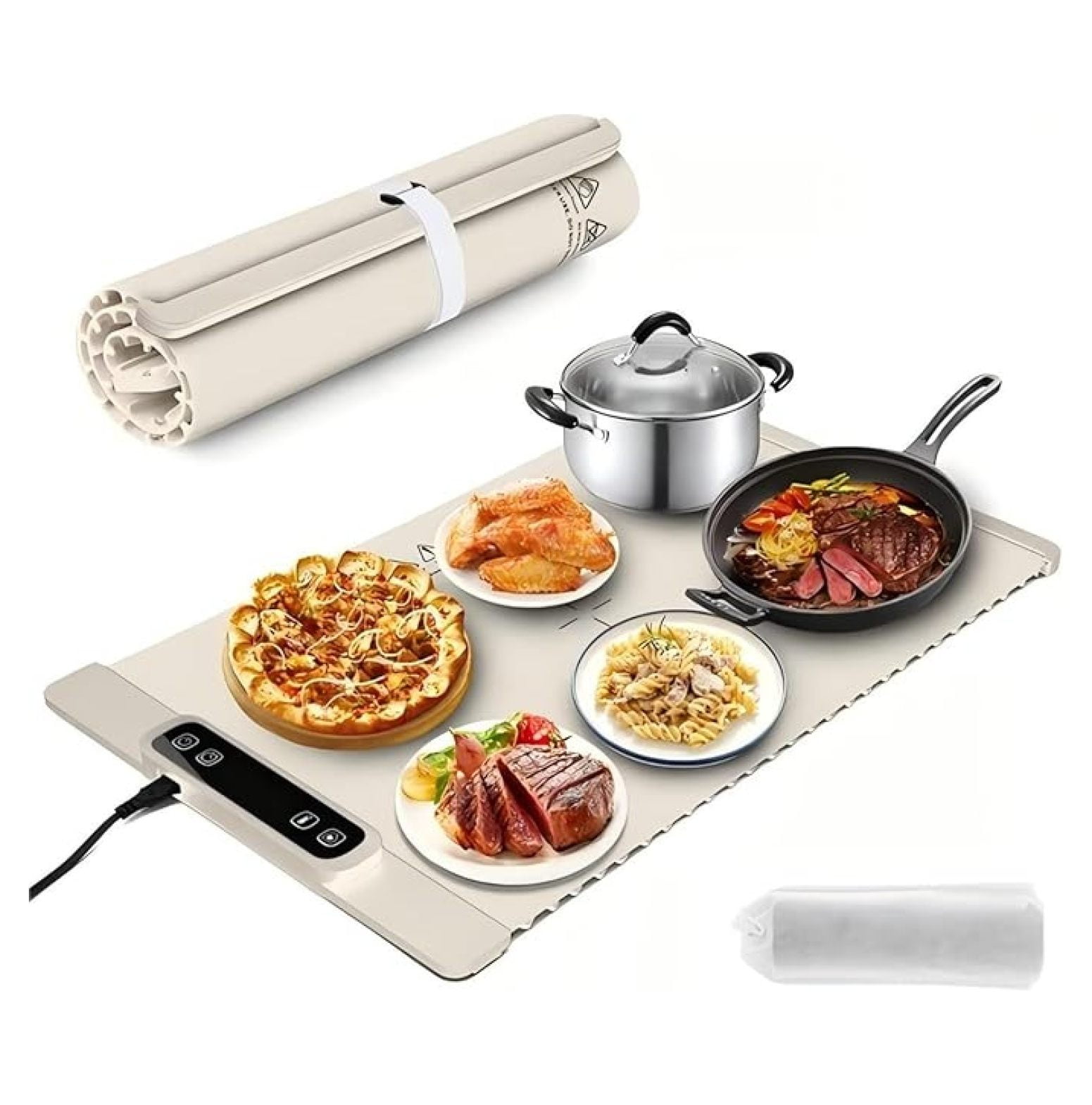 Electric Food Warming Mat - Countertop Heater with 3 Temps & Safety ...