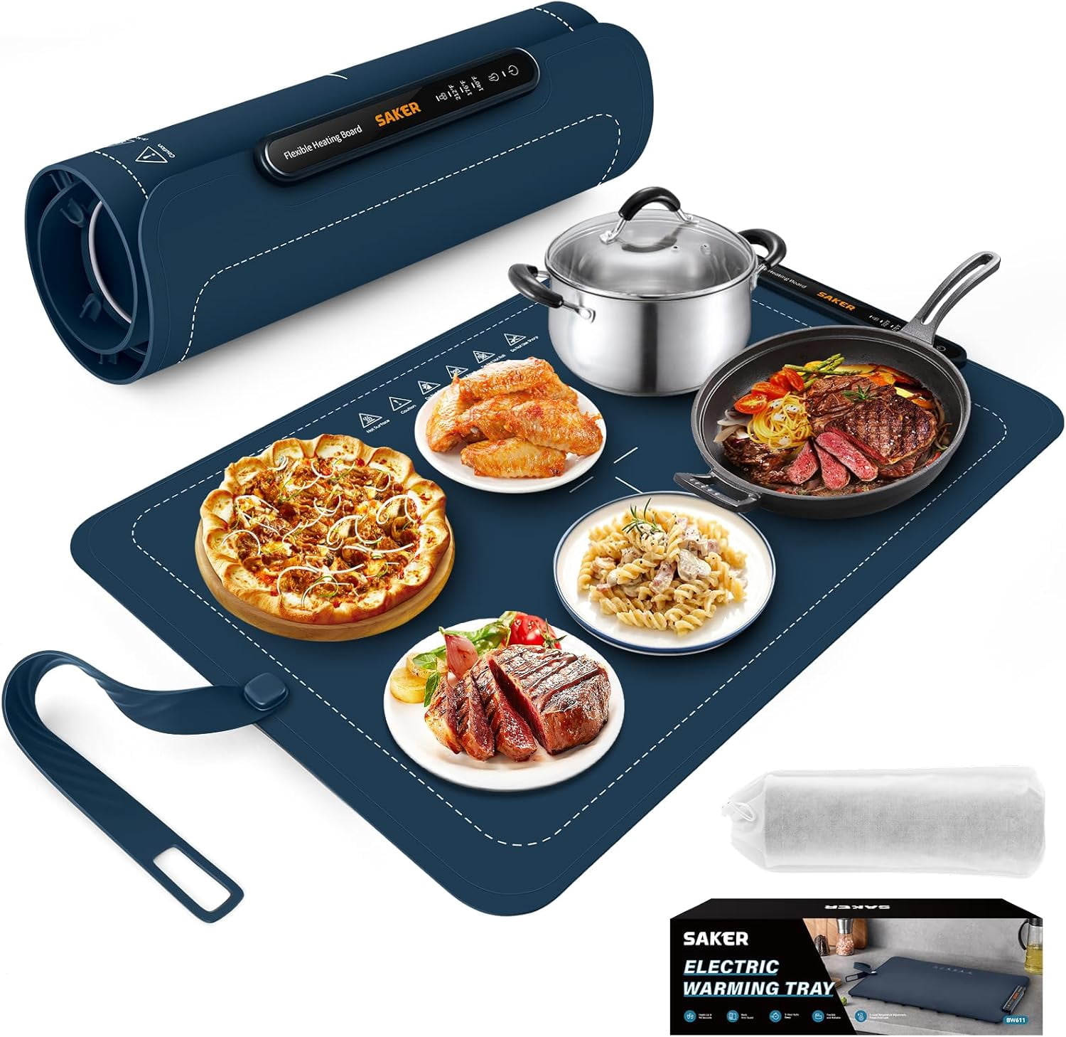 Electric Food Warming Mat, Silicone Heating Tray with 3 Temperature ...