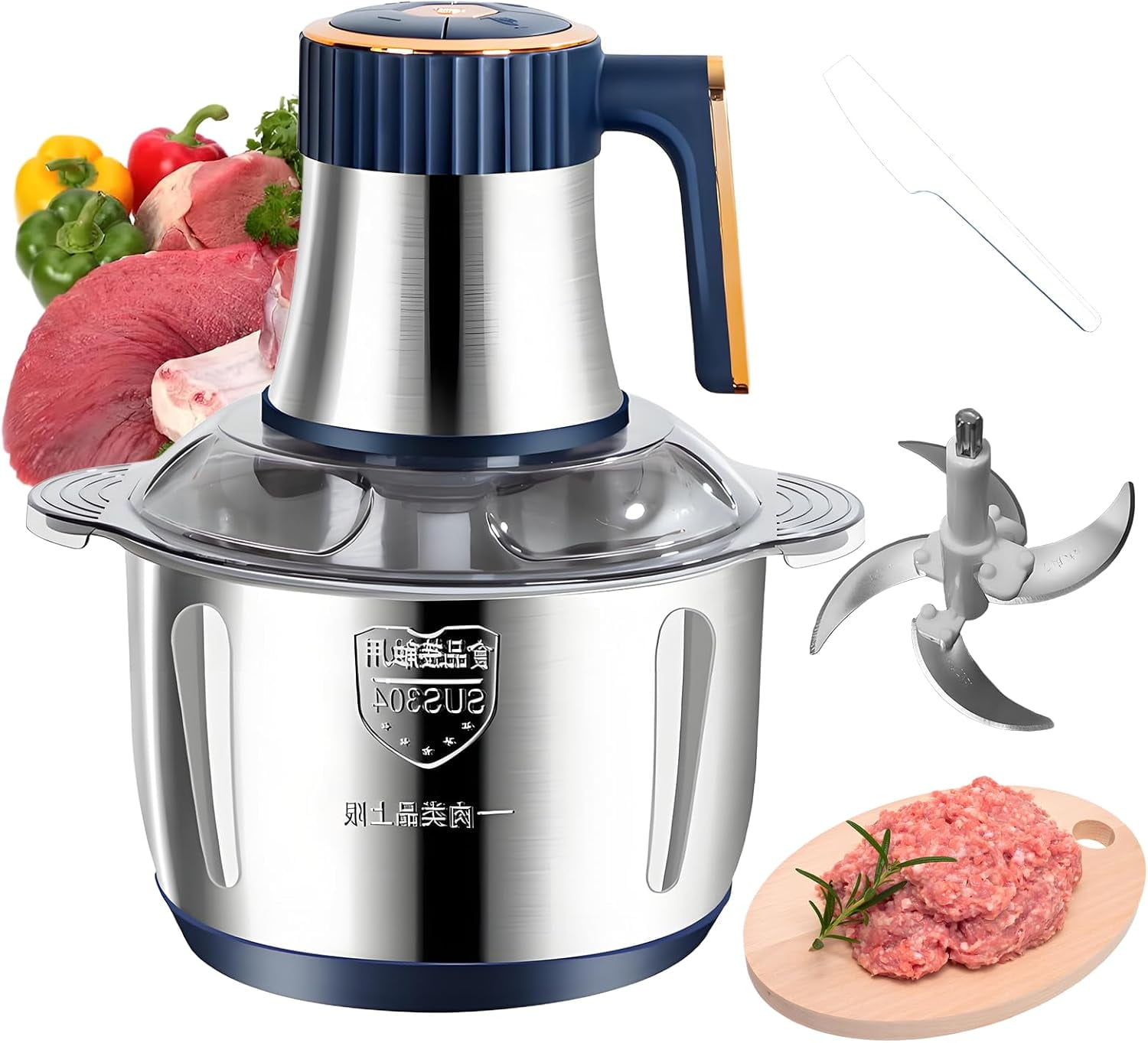 Electric Food chopper, Food Processors, Meat Grinder, 800W, 18/10 ...