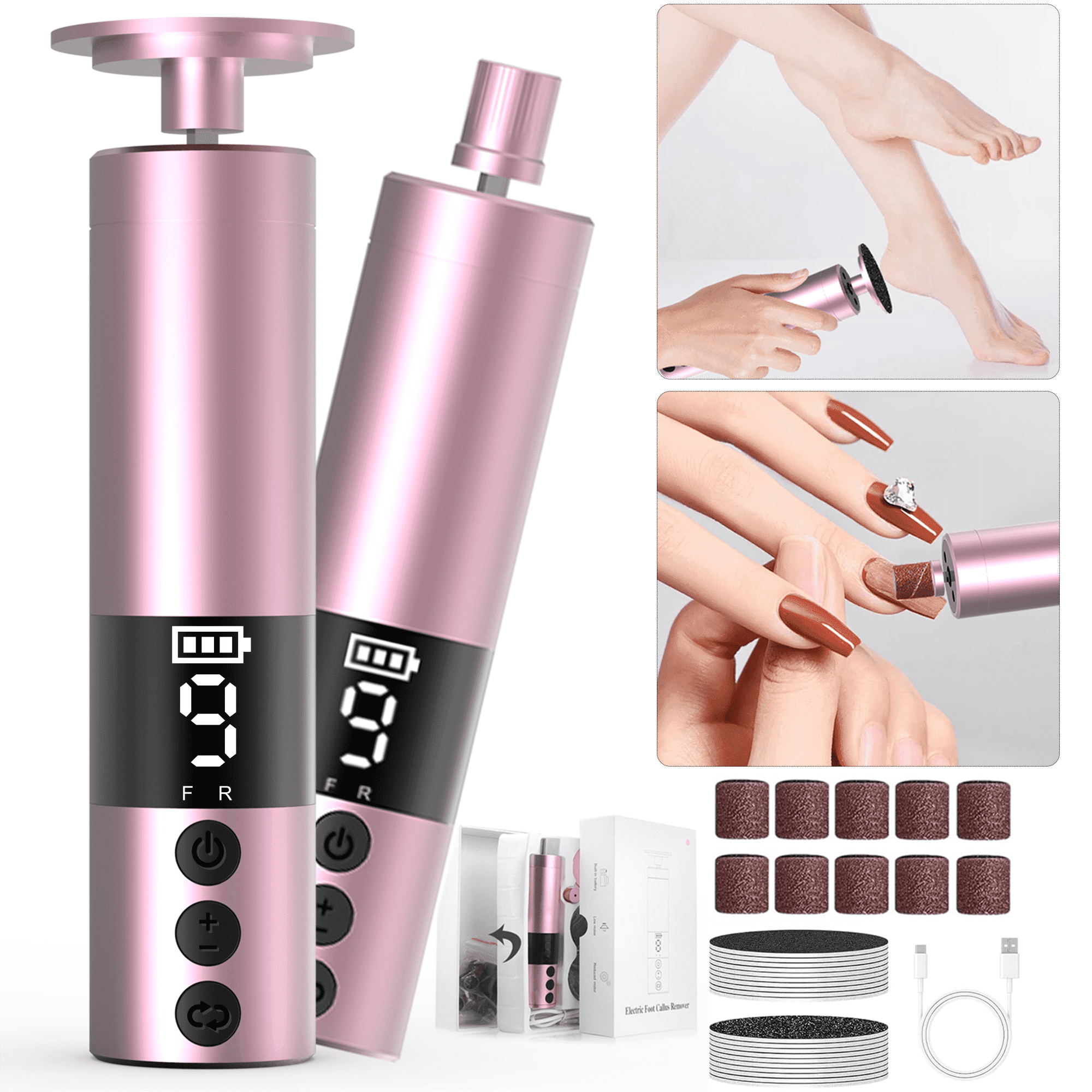 JUUTREN Callus Remover for Feet - Electric Foot File&Nail Grinder 2in1 ...