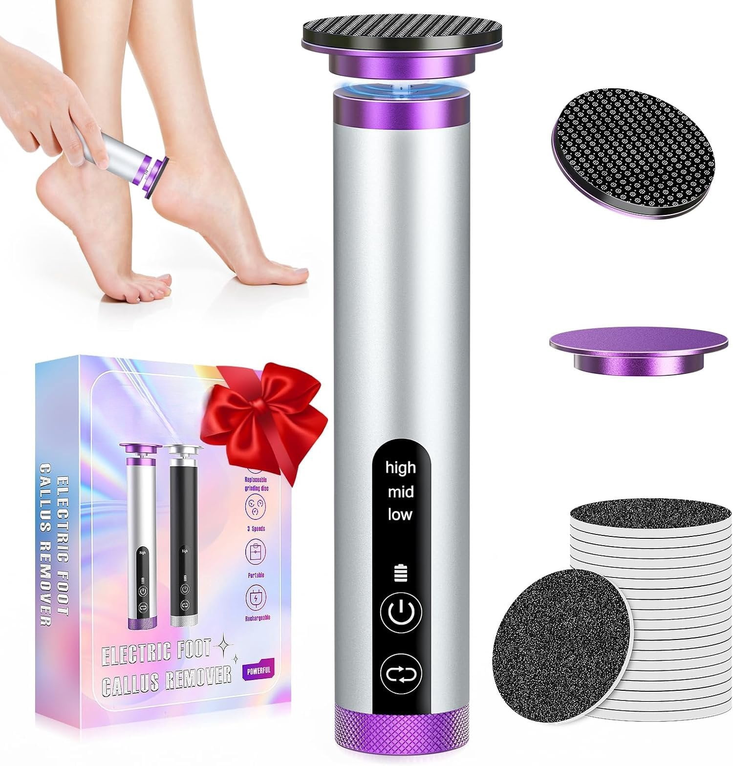 Electric Foot Callus Remover with Nano-Glass , Rechargeable Electric ...