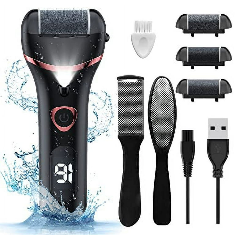 Electric Foot Callus Remover Rechargeable Portable Electronic Foot File Pedicure Kits Waterproof Foot Scrubber File Professional Pedicure Tools Foot Care for Dead Skin Ideal Gift 3 Rollers Walmart
