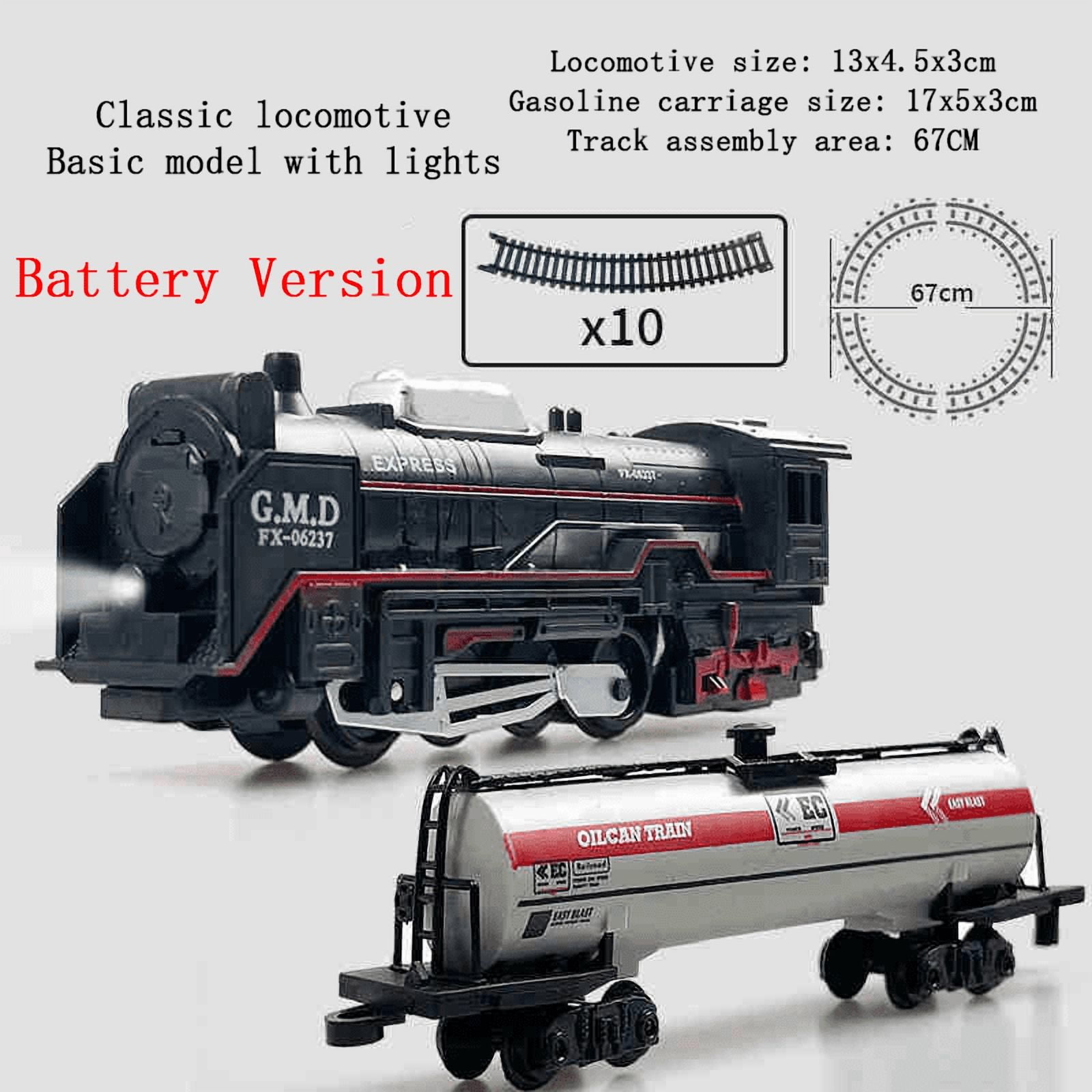 Electric Freight Train Set Classic Railway Model with Light Up Tracks ...