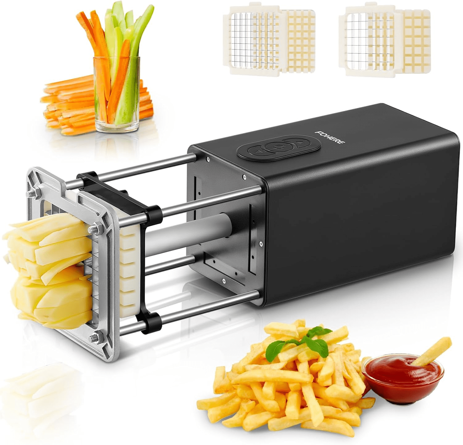 Electric French Fry Cutter, French Fries Cutter with 1/2 & 3/8 Inch ...