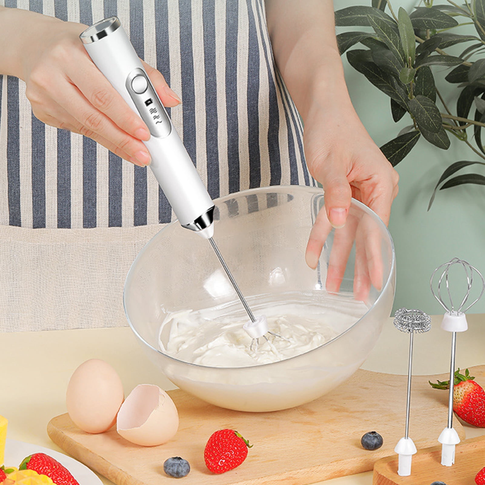 Electric Frother Mixer Whisk Beater 3-Speeds USB Rechargeable Handheld ...
