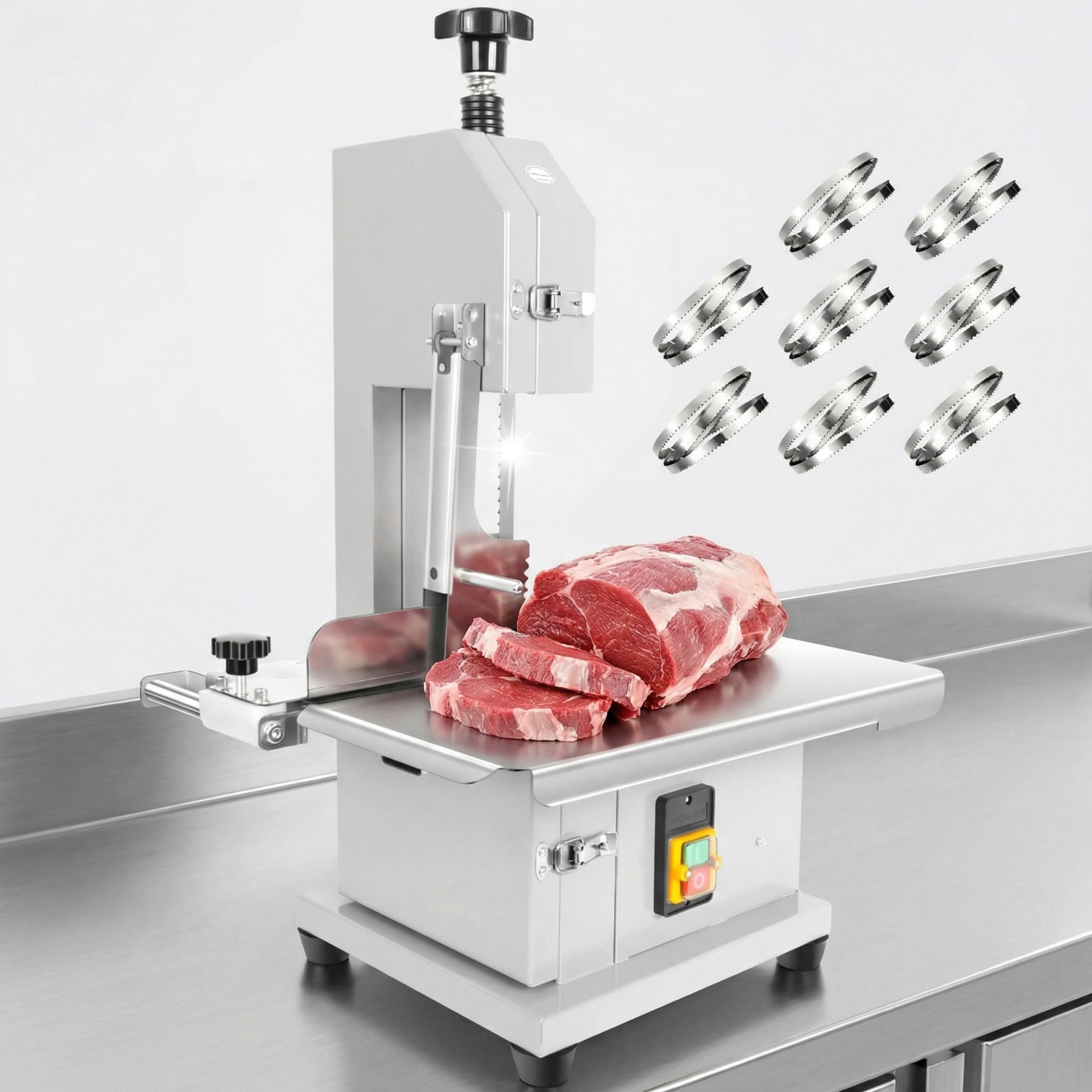Electric Frozen Meat Cutter,110V Butcher Bandsaw with 8 Blades,19in(L ...