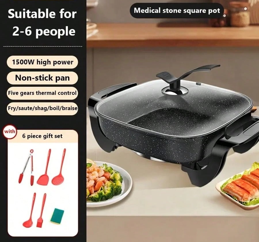 Electric Frying Pan,12x12 Inch Non-Stick Ceramic Electric Pot With ...
