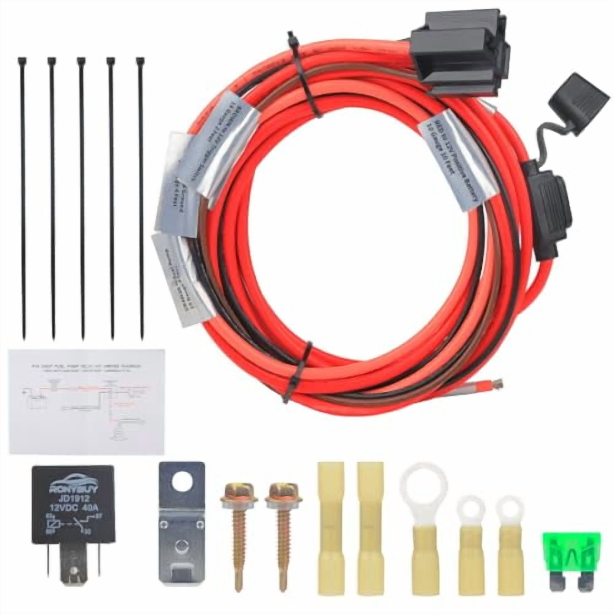 Electric Fuel Pump Relay Kit 12V Fuel Pump Bypass Harness, 40 AMP ...