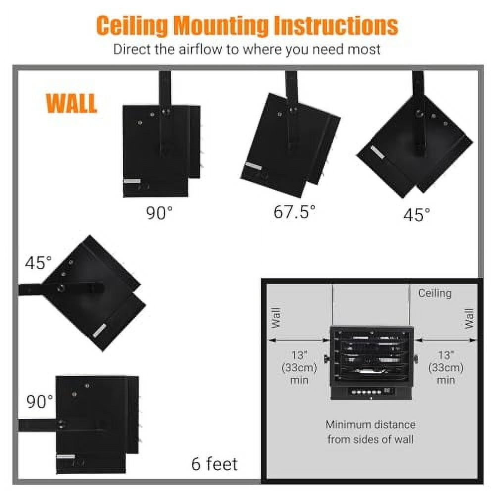 Electric Garage Heater, 7500W Ceiling Mount Garage Space Heaters with ...