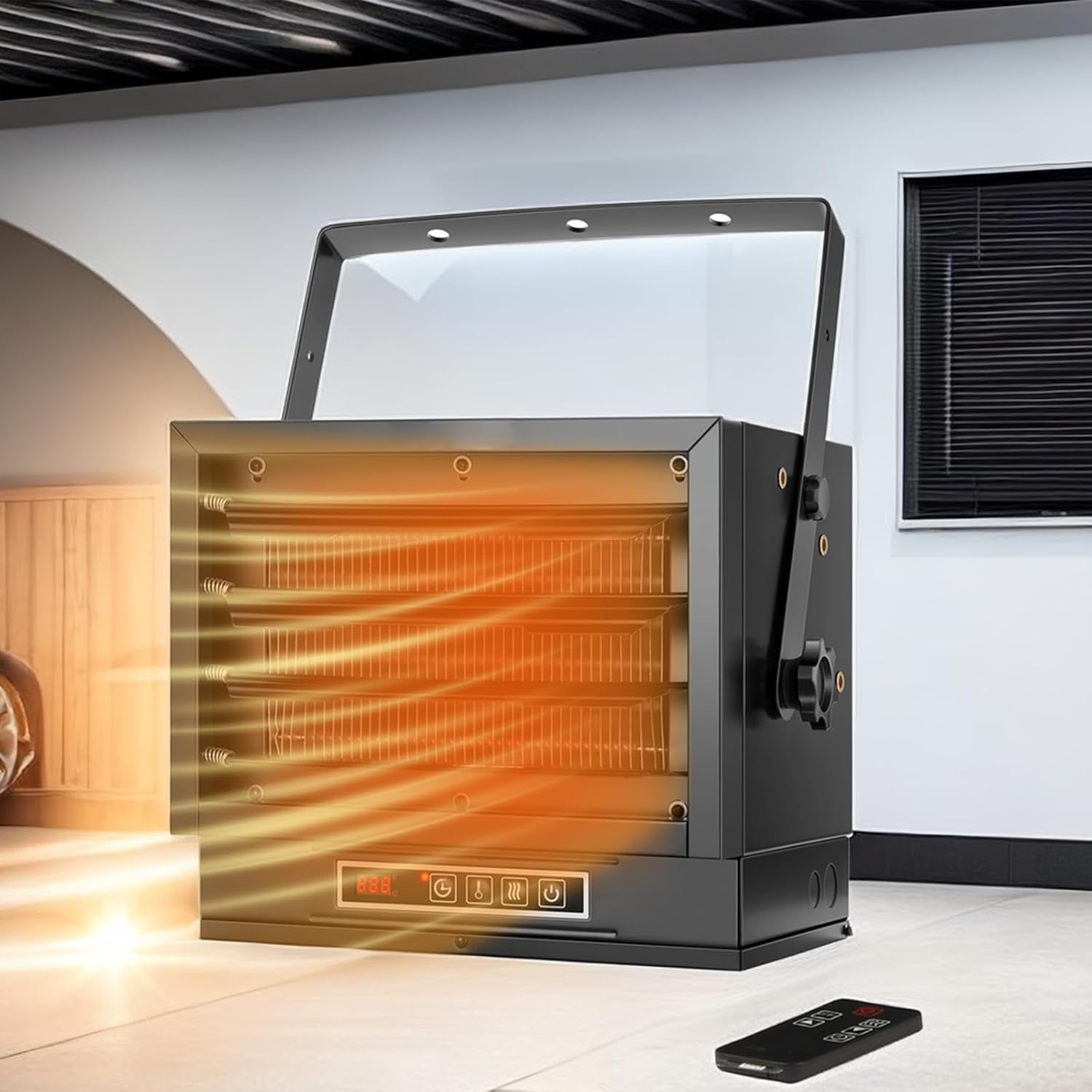 Electric Garage Heater, 8500-Watt Digital Fan-Forced Wall/Ceiling Mount ...