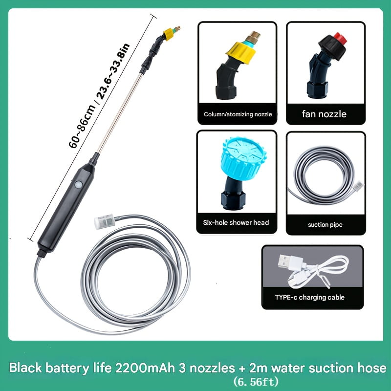 Electric Garden Sprayer Kit with 3 Adjustable Nozzles - USB ...