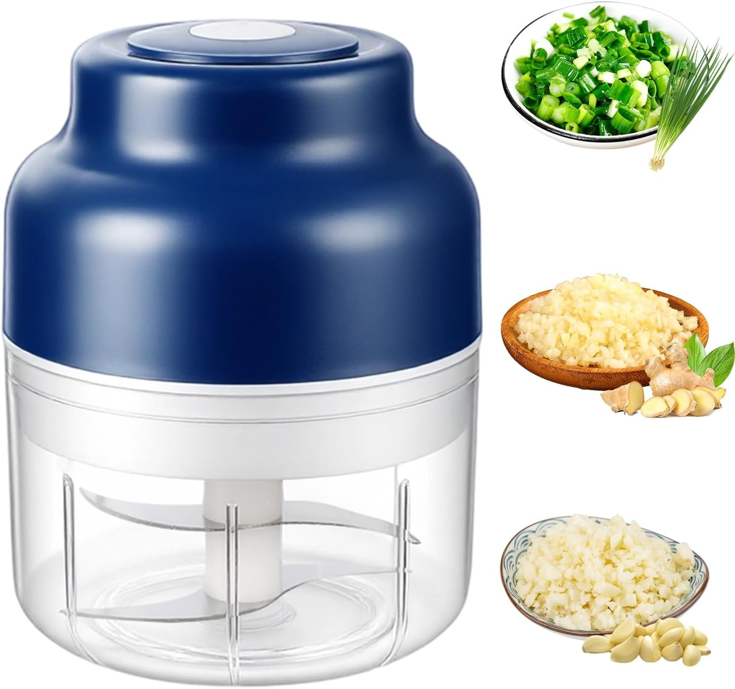 Electric Garlic Chopper, 10.8 OZ Portable Mini Food Processor for ...