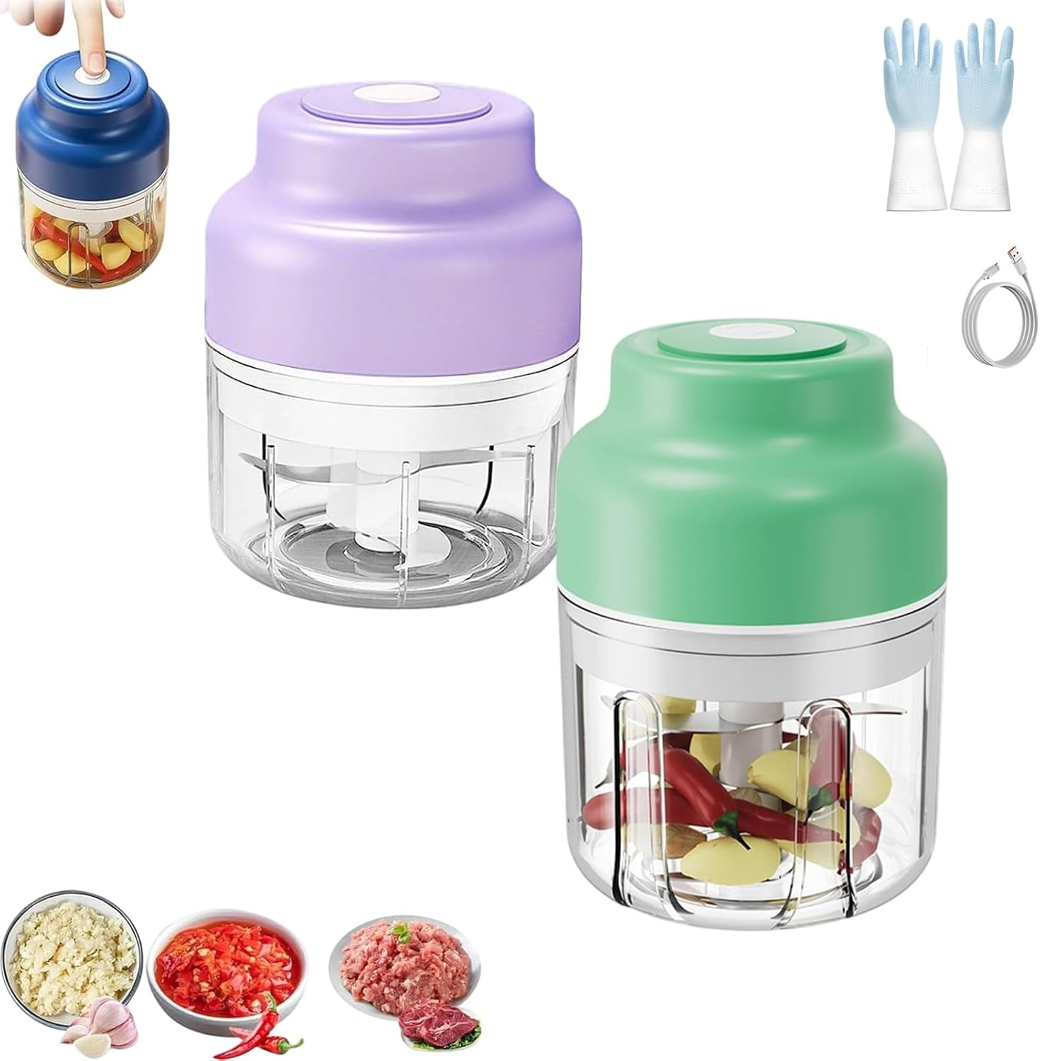 Electric Garlic Chopper, 2026 Upgrade Electric Mini Garlic Chopper Set ...