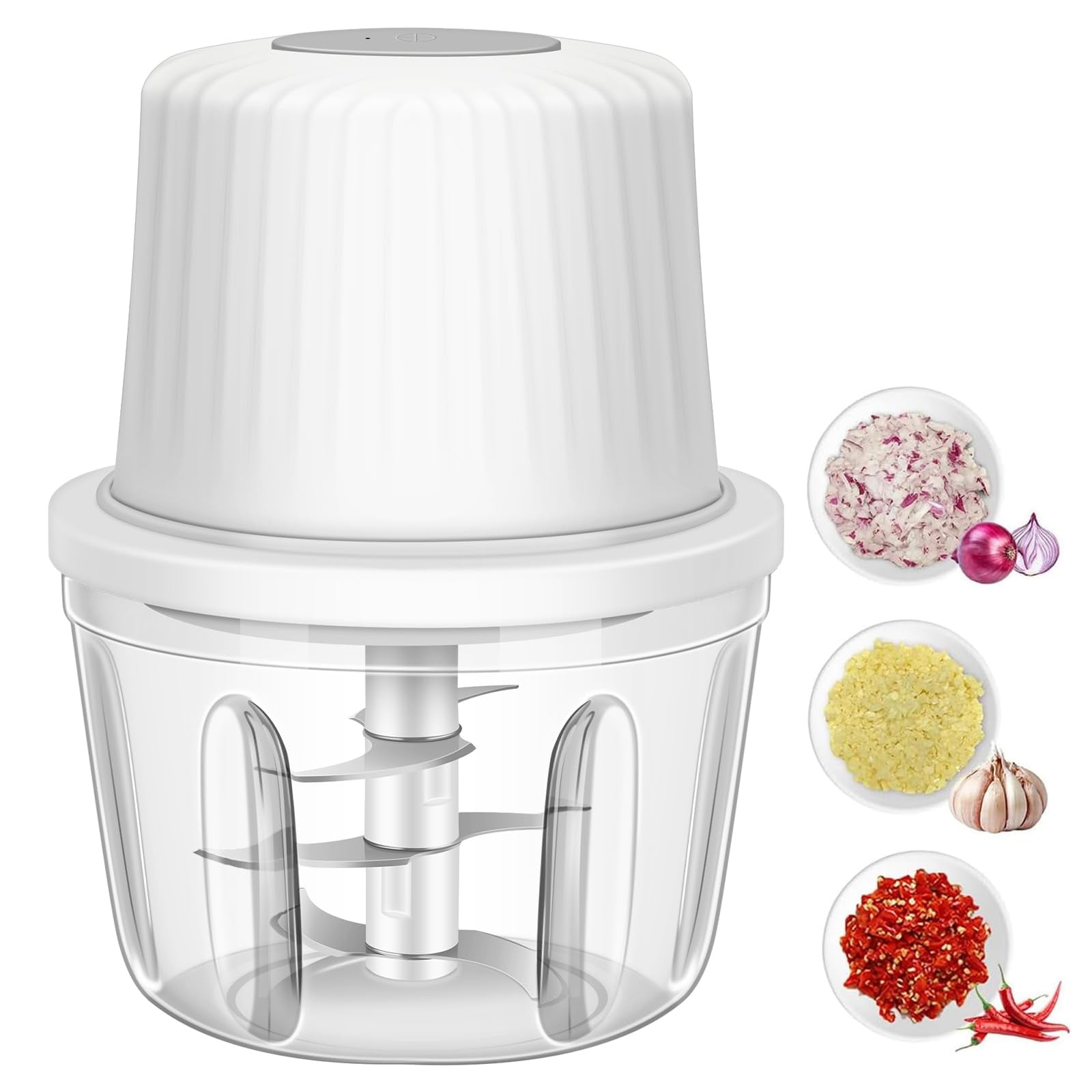 Electric Garlic Chopper 250ML, Mini Vegetable Chopper 2 in 1 Food ...