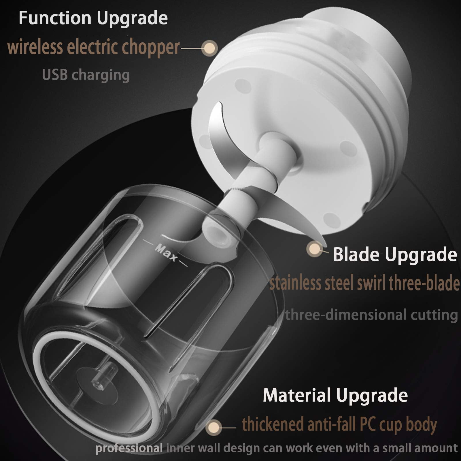 Electric Garlic Chopper, 250ML Vegetable Chopper, Food Chopper, USB ...