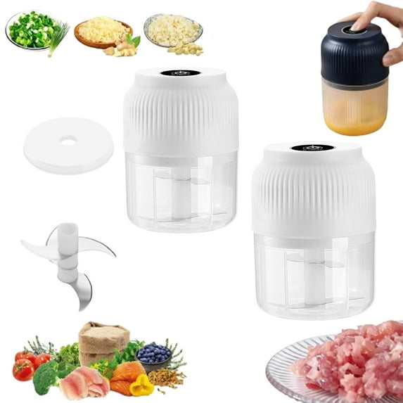 Electric Garlic Chopper, Dicer with 4 Stainless Steel Blades, USB ...