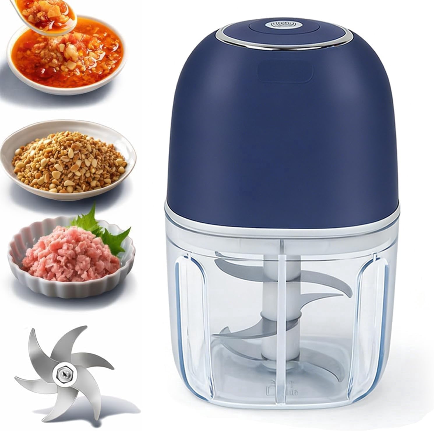 Electric Garlic Chopper Mini 350ml, USB Rechargeable Portable Veggie ...