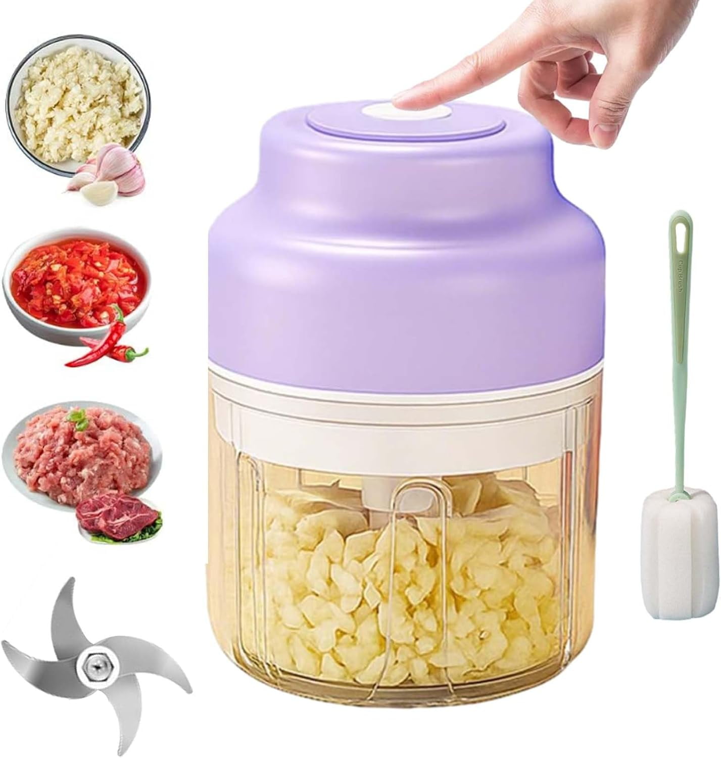 Electric Garlic Chopper, Mini Food Processor, Mini Portable Veggie ...