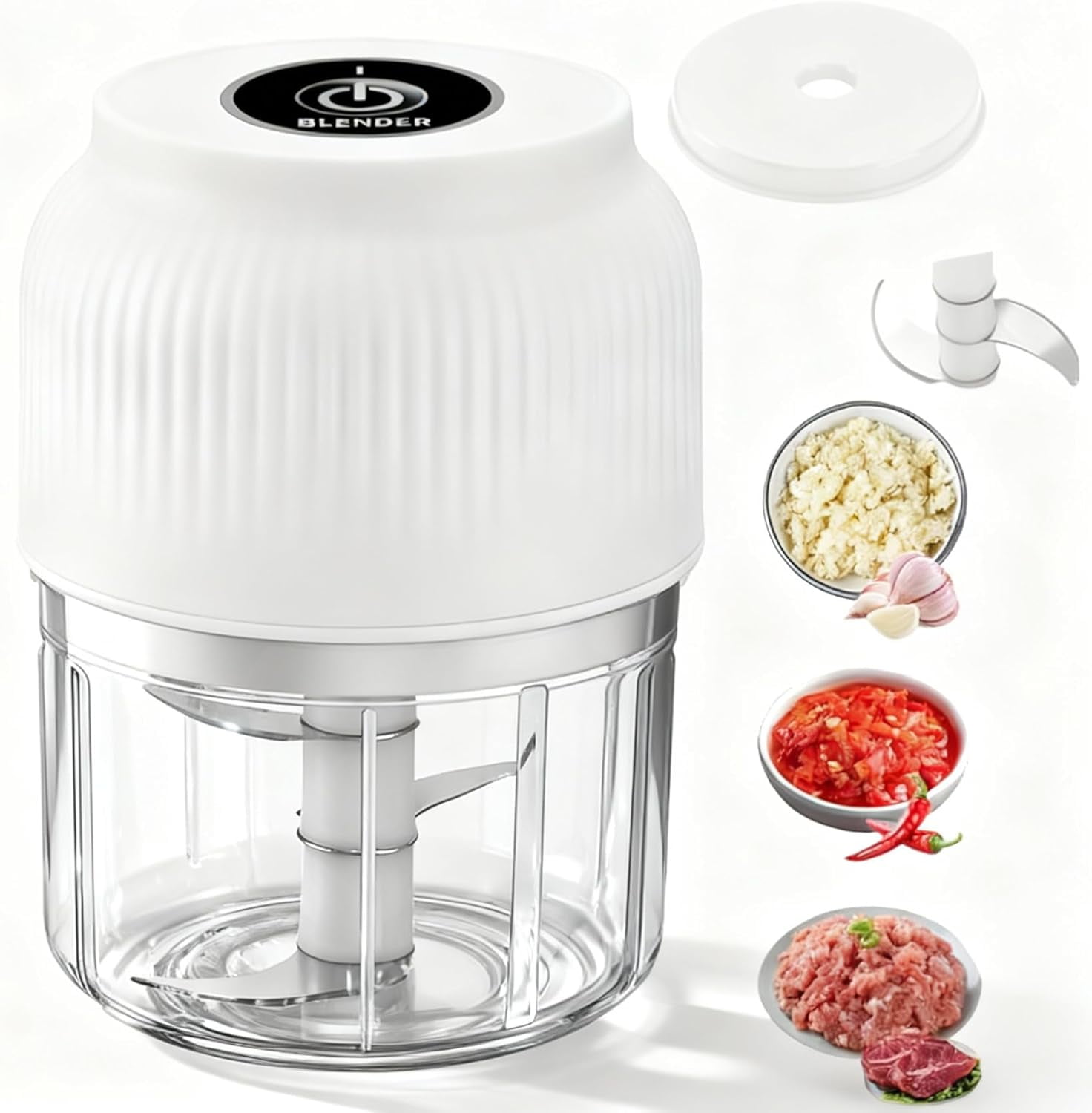 Electric Garlic Chopper, Mini Portable Veggie Chopper and Mincer with ...