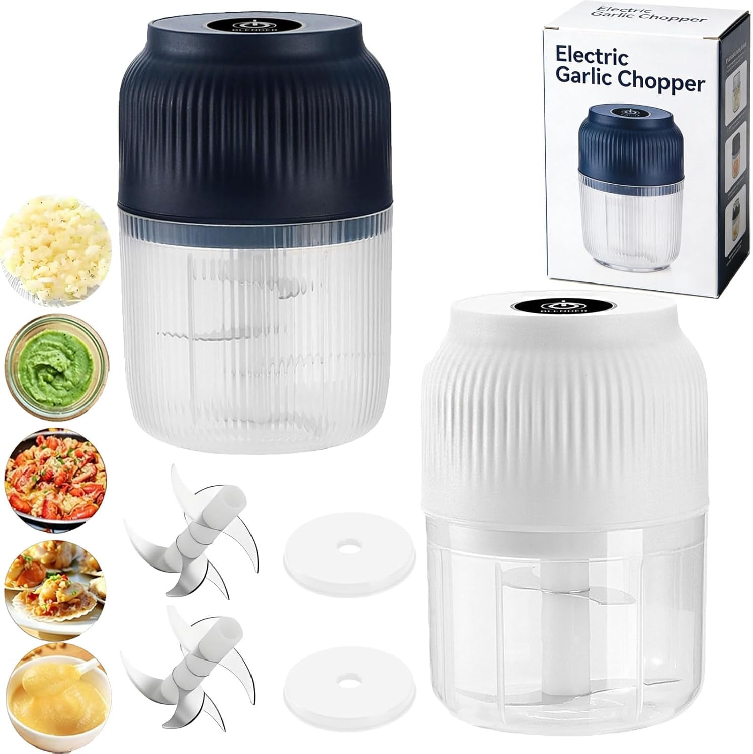 Electric Garlic Chopper, Mini Portable Veggie Cutter, Dicer with 4 ...