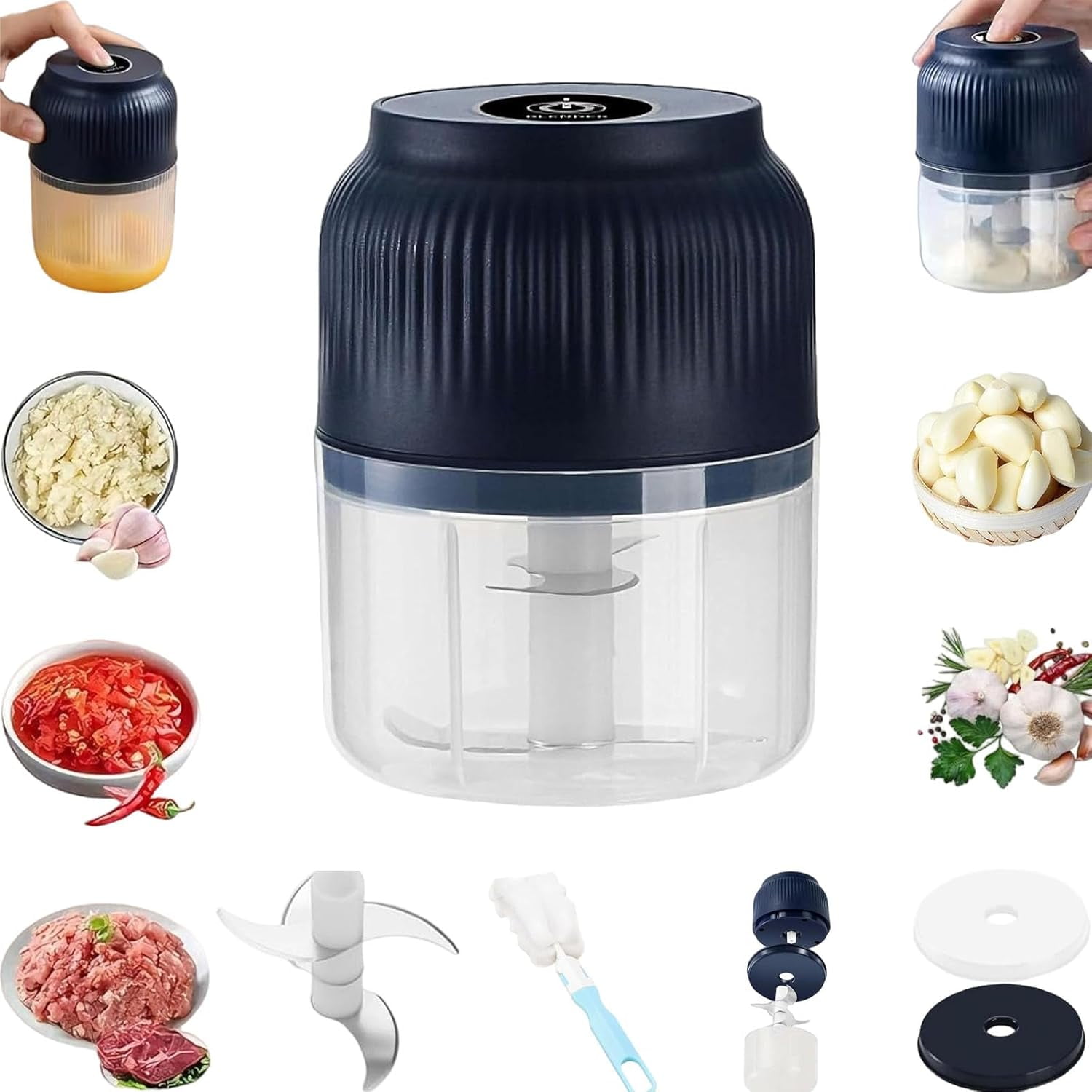 Electric Garlic Chopper, Mini Portable Veggie Cutter, Mini Portable ...