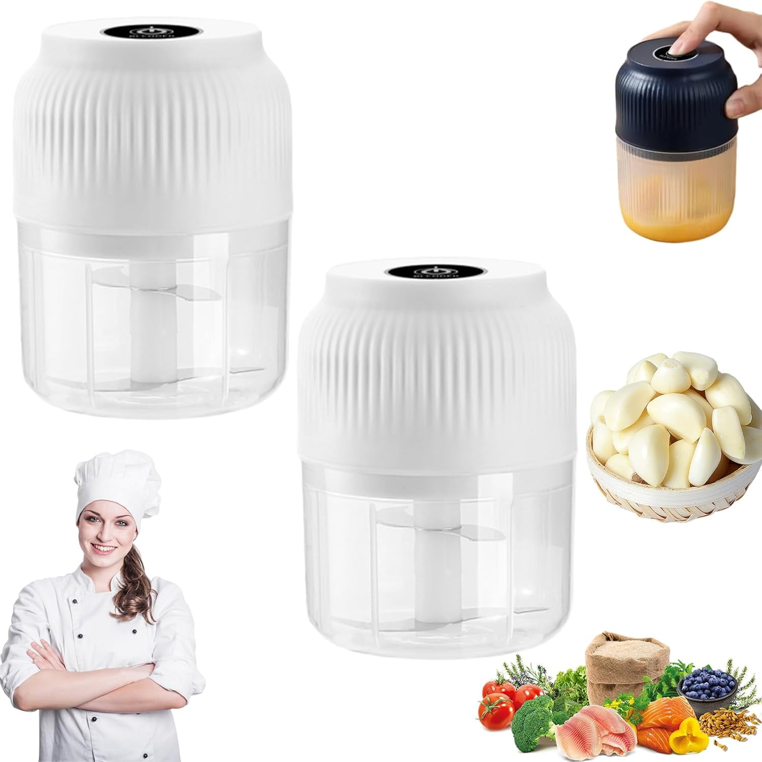 Electric Garlic Chopper, Mini Portable Veggie Cutter, Veggie Chopper ...