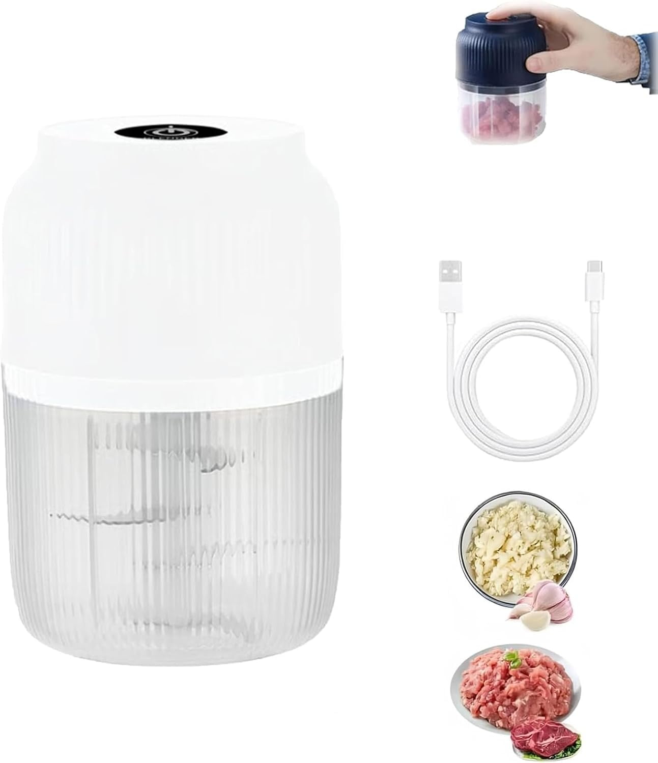 Electric Garlic Chopper, Mini Portable Veggie Mincer, Multifunctional ...