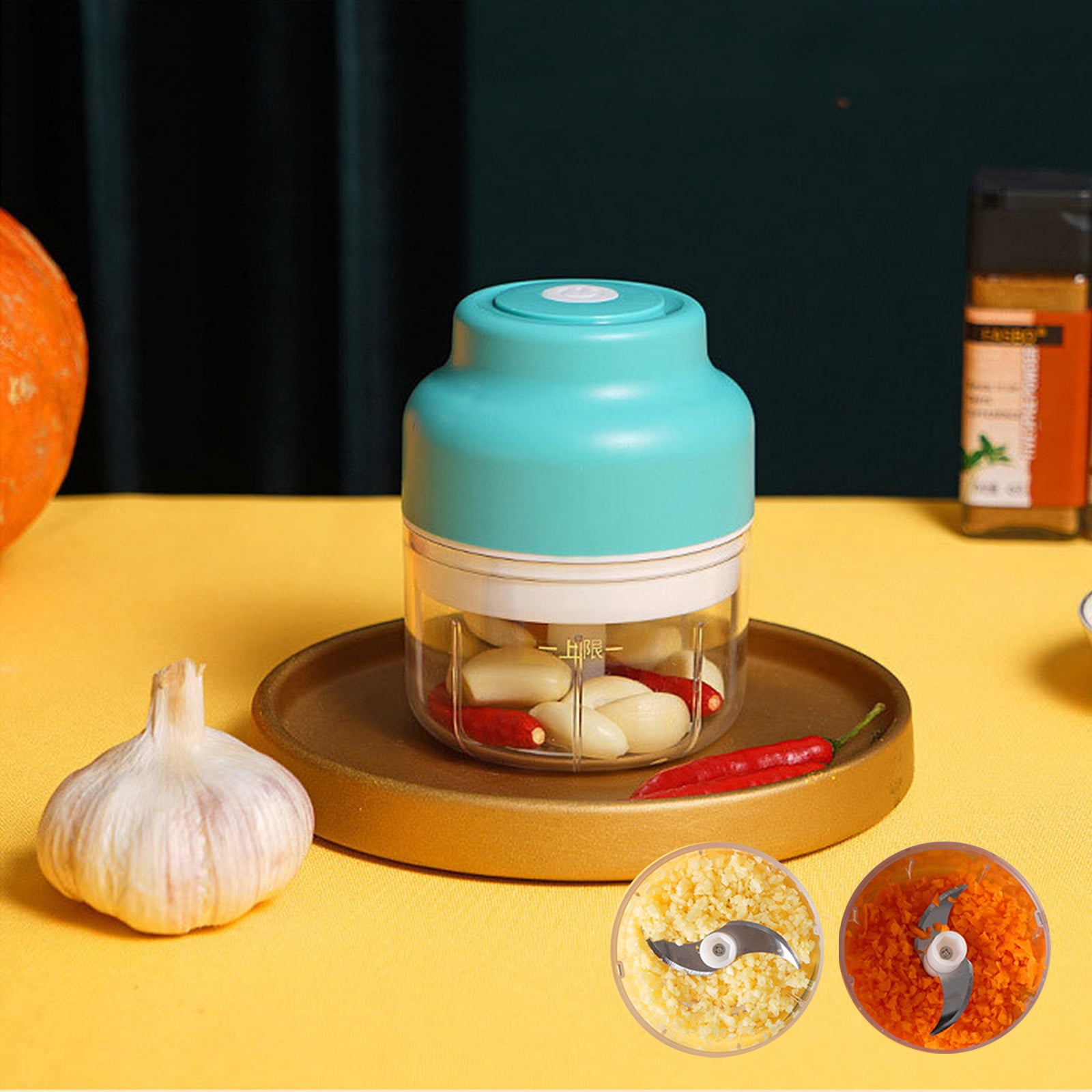 Electric Garlic Chopper, Portable Veggie Chopper ,250ML Garlic Grinder ...
