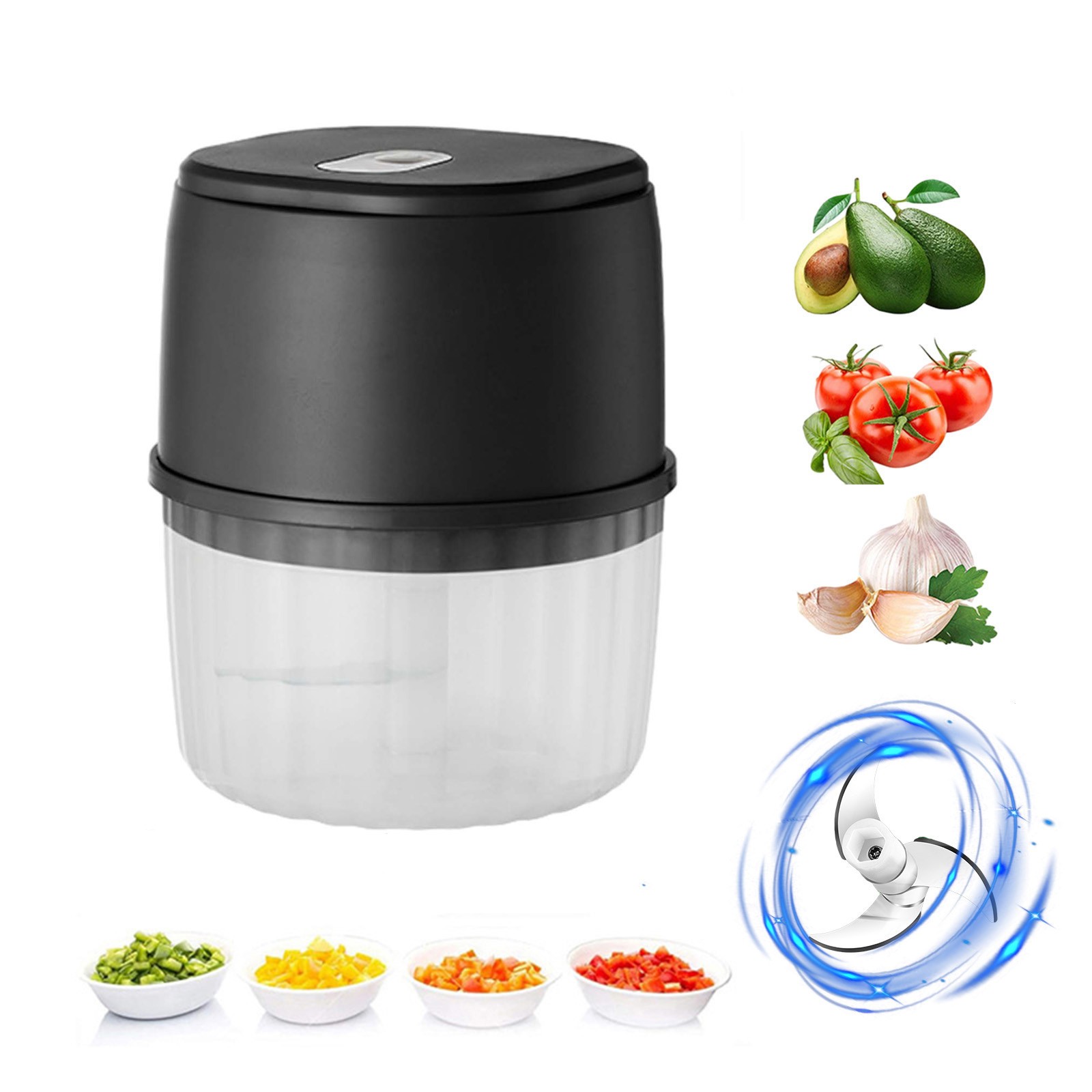 Electric Garlic Chopper Portable Veggie Chopper Garlic Grinder Masher ...